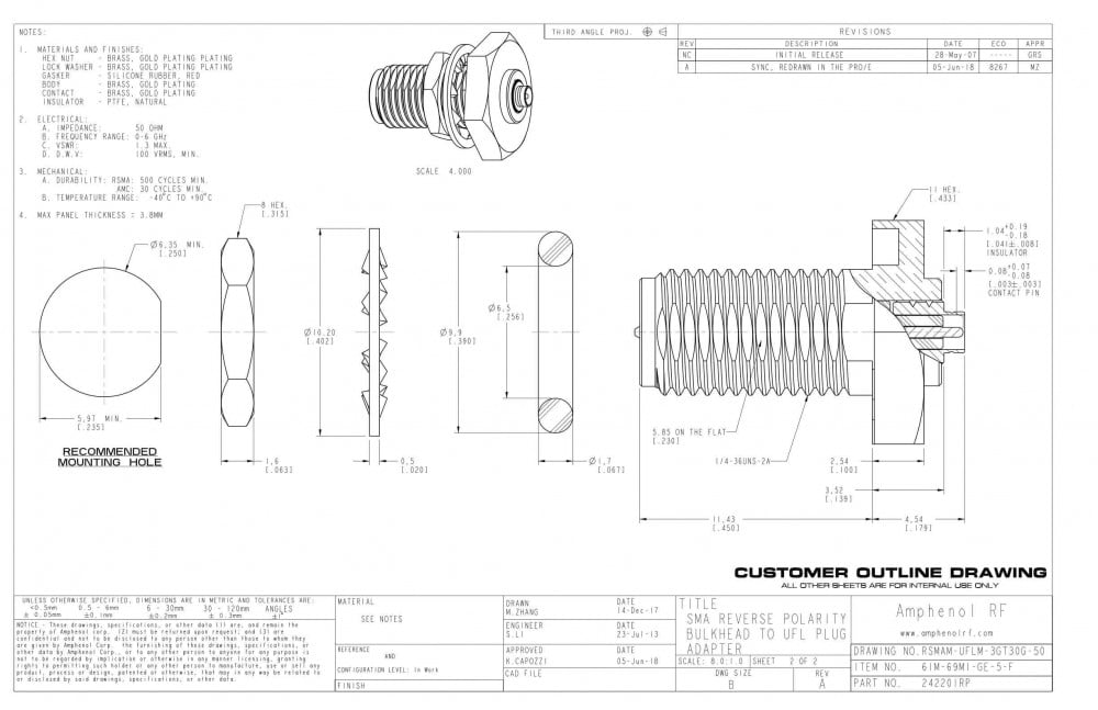 Amphenol 242201RP technical drawing preview