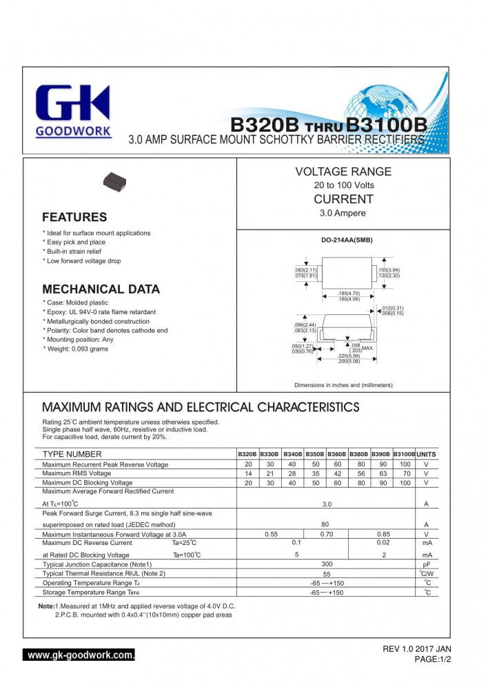 GOODWORK B340B-13 datasheet page 1