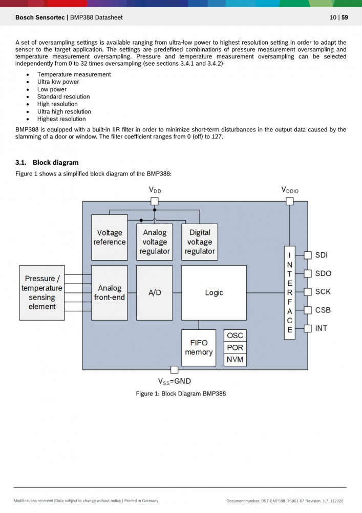 BMP388 datasheet page 10
