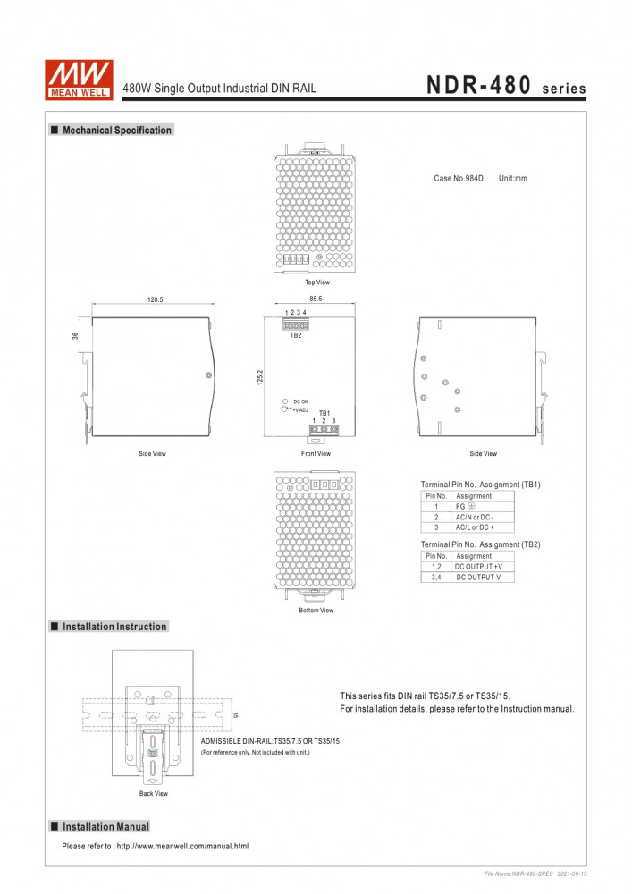 MEAN WELL NDR-480-24 datasheet page 4