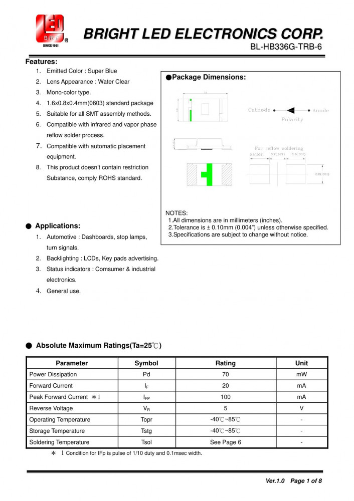 BL-HB336G-TRB-6 technical document page 1