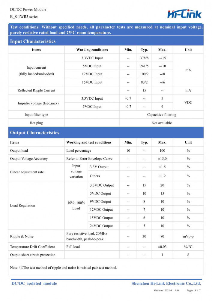 B1212S-1WR3 datasheet page 3