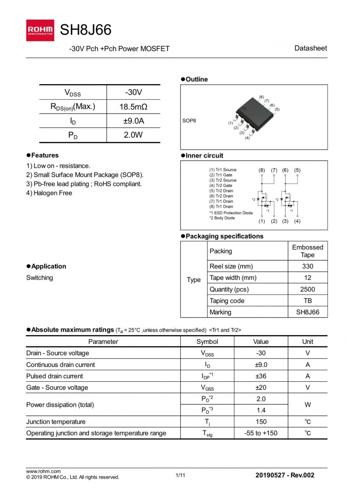 SH8J66TB1 technical document page 1