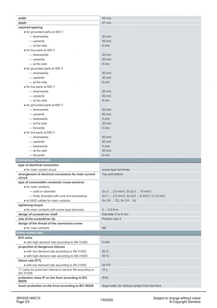 3RV23214NC10 technical document page 3