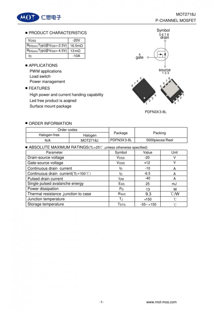 MOT2718J datasheet page 1