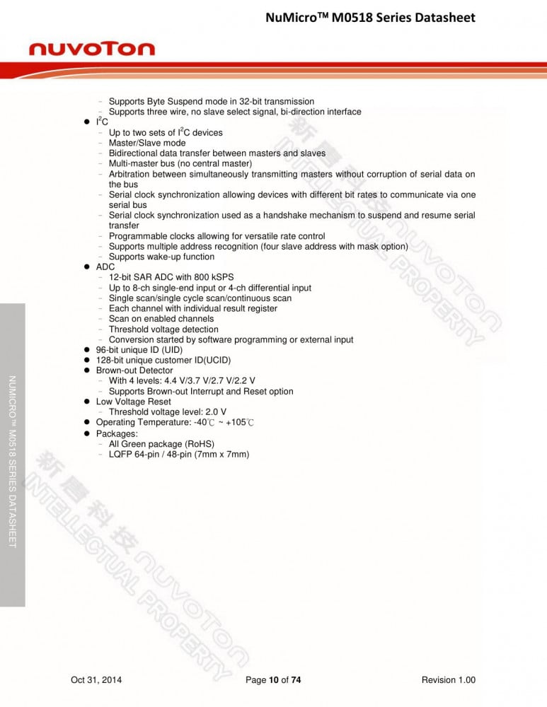 M0518 Series datasheet page 10
