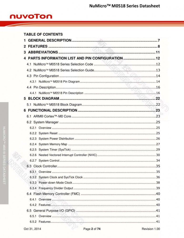 M0518 Series datasheet page 2