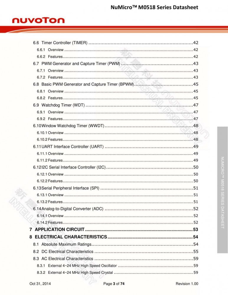 M0518 Series datasheet page 3