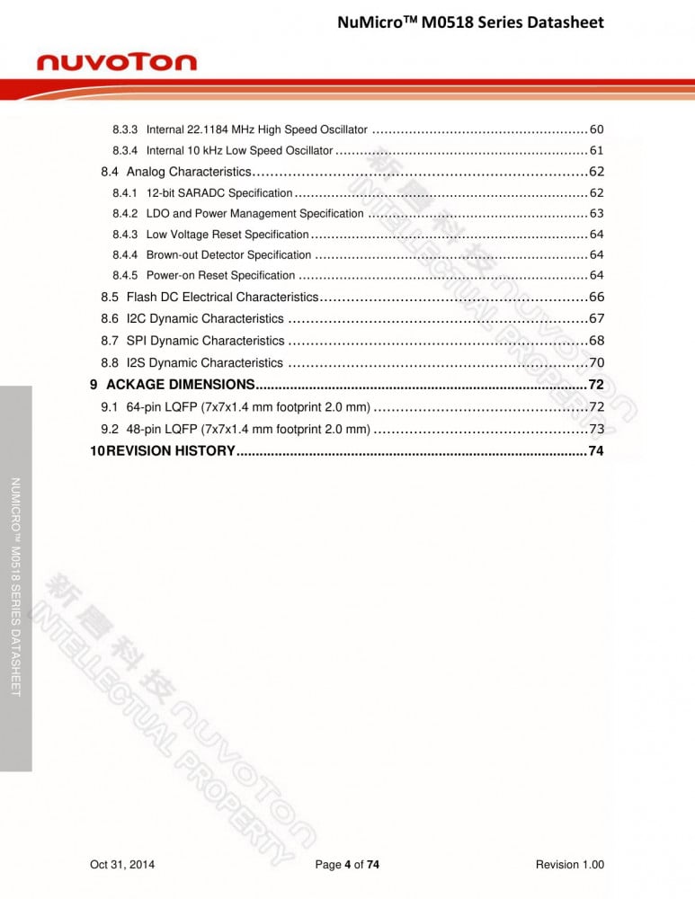 M0518 Series datasheet page 4