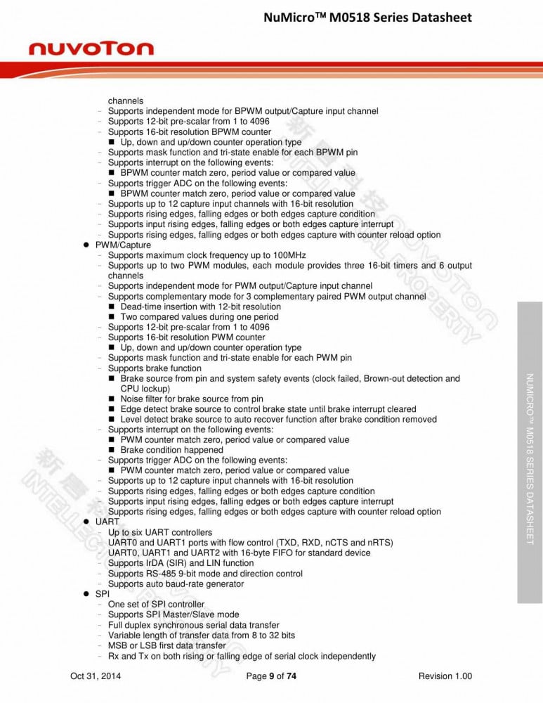 M0518 Series datasheet page 9