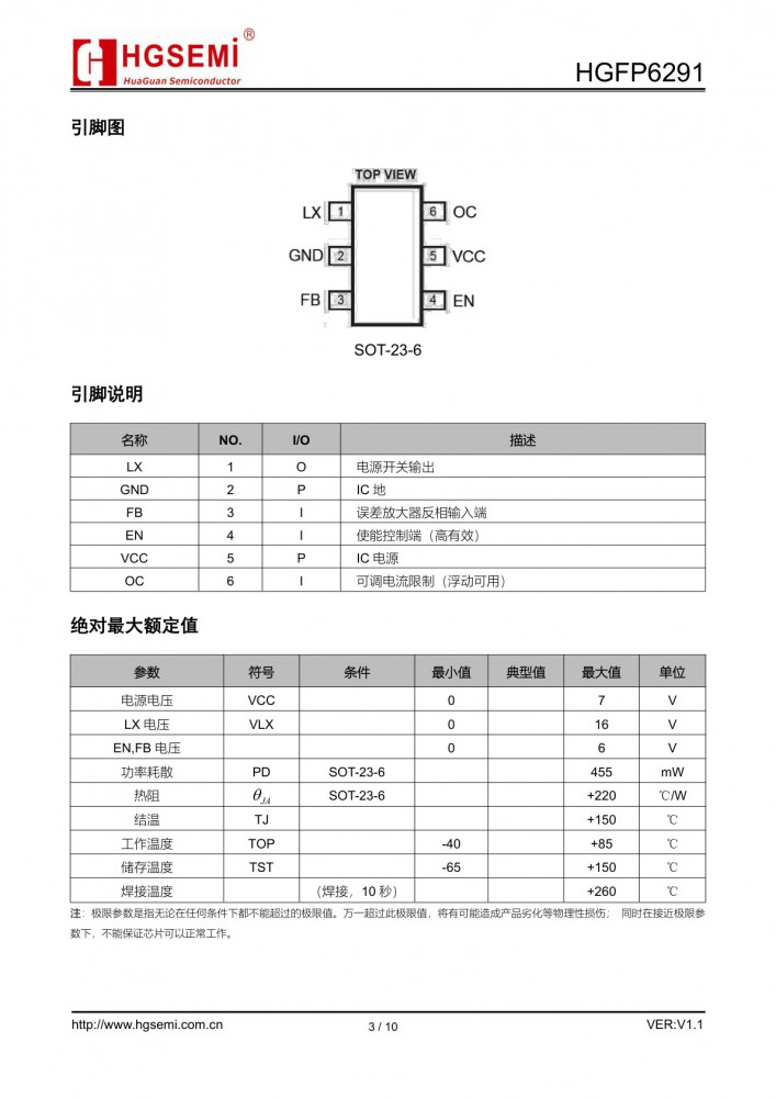 HGFP6291M6/TR datasheet page 3