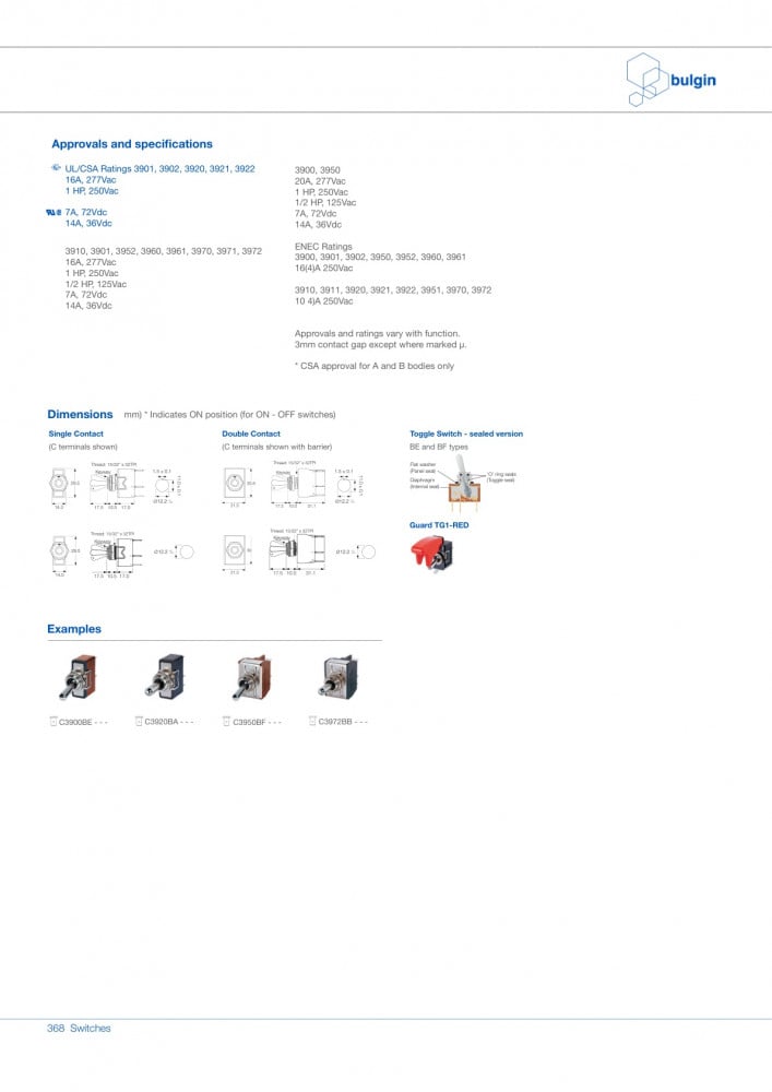 Bulgin 3900 Series documentation page 3