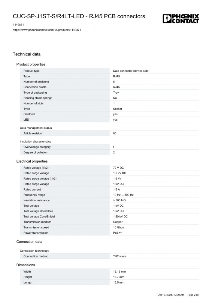 Phoenix Contact 1149871 technical document page 2