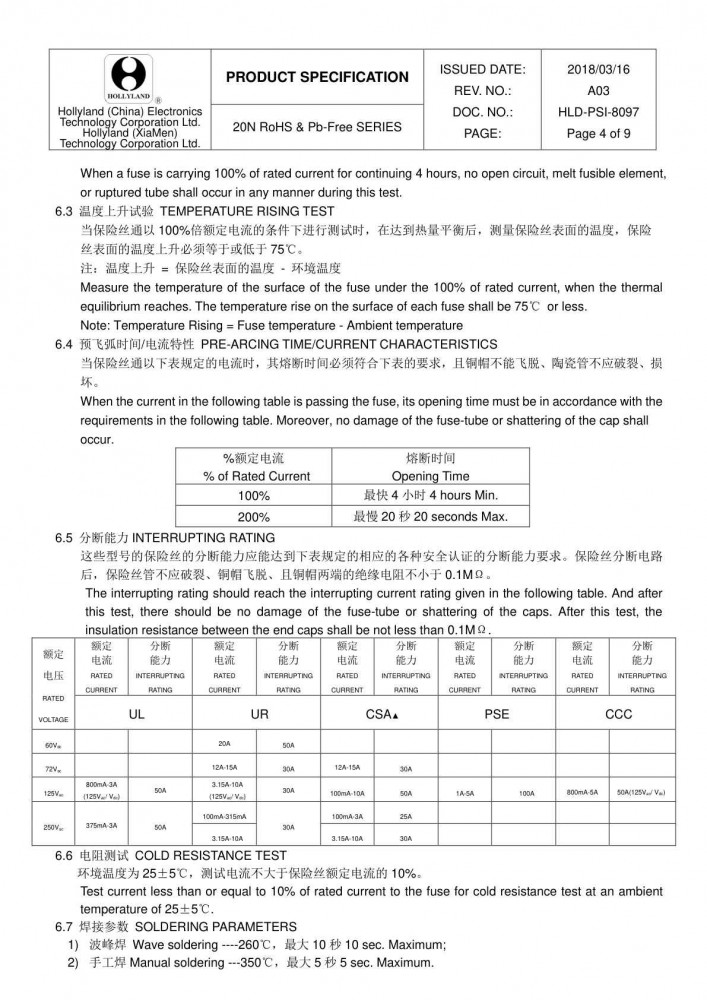 HOLLY 20N-200H datasheet page 4