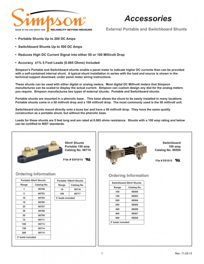 External shunt product documentation page 1