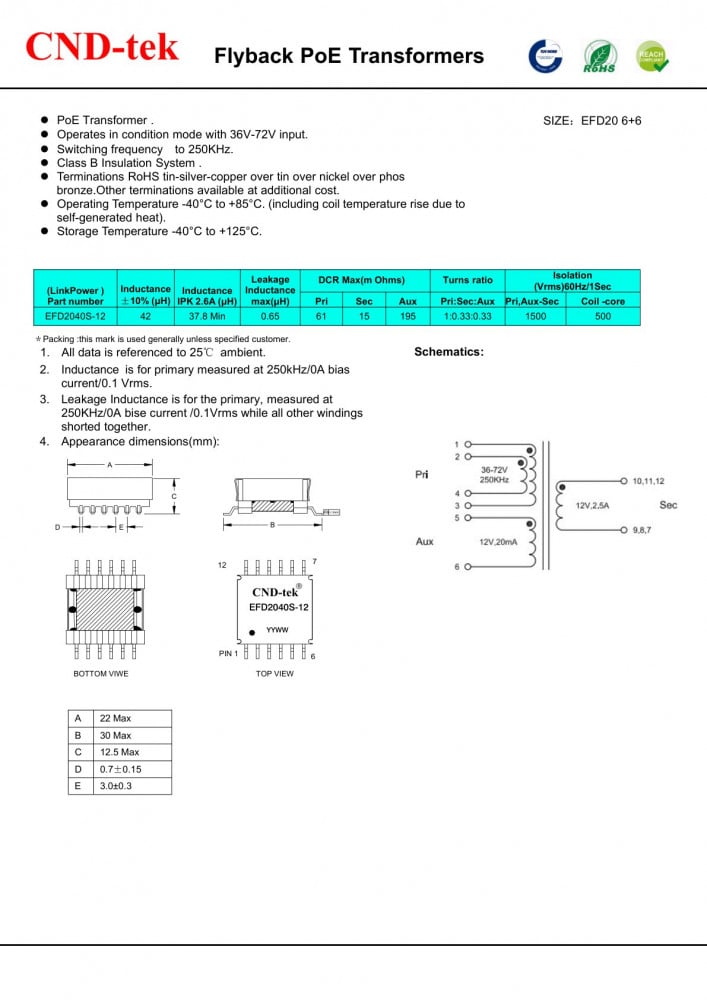 CND-tek EFD2040S-12 datasheet page 1