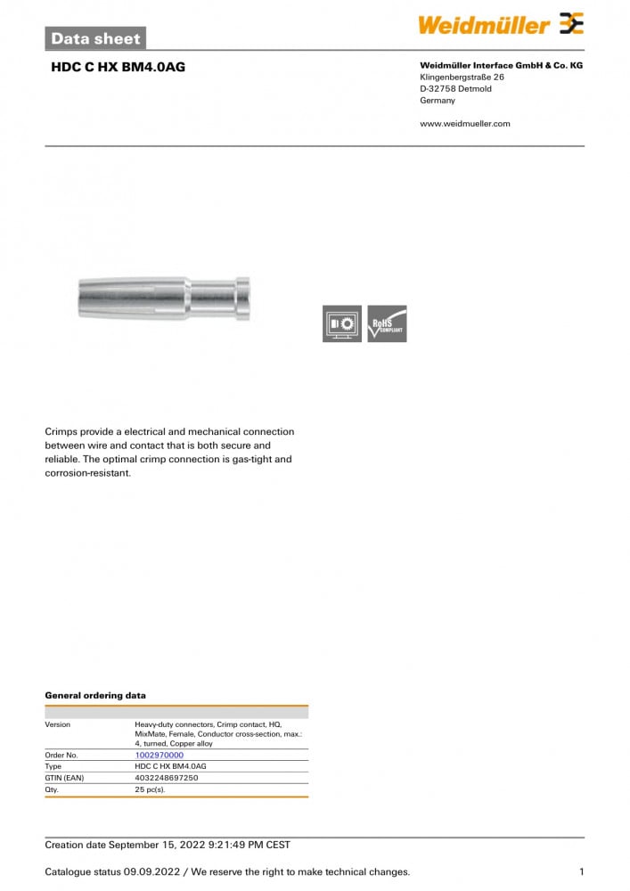 WEIDMULLER 1002970000 document page 1