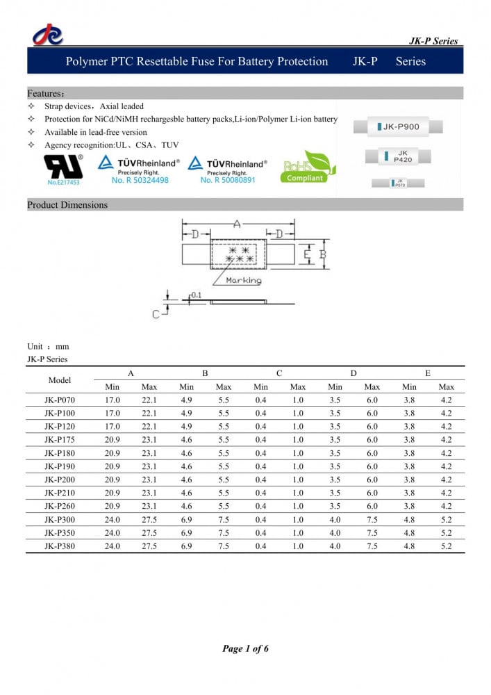 JK-P450 datasheet page 1