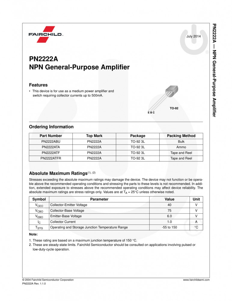 PN2222A datasheet page 2