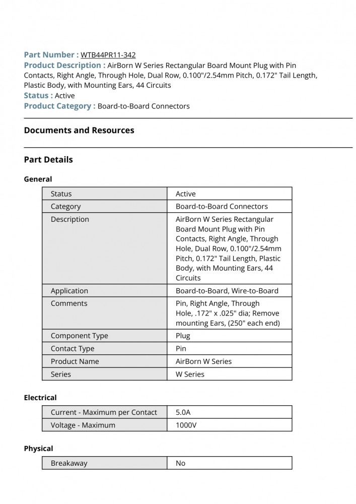 WTB44PR11-342 product document image 1