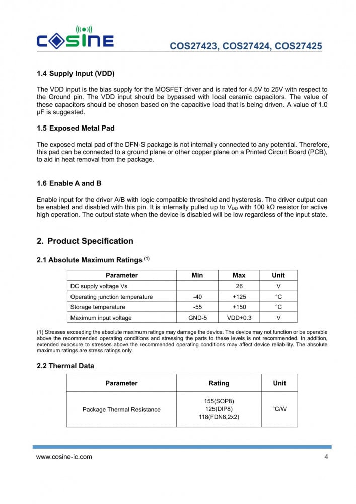 COS27423SR datasheet page 4