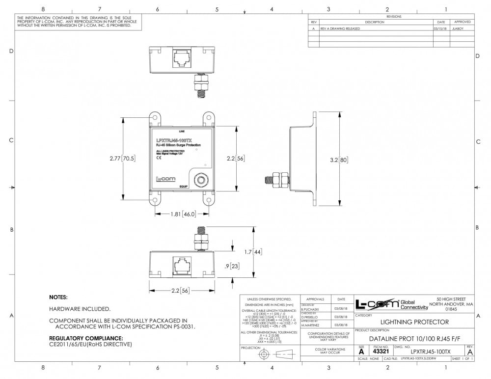 LPXTRJ45-100TX technical document preview
