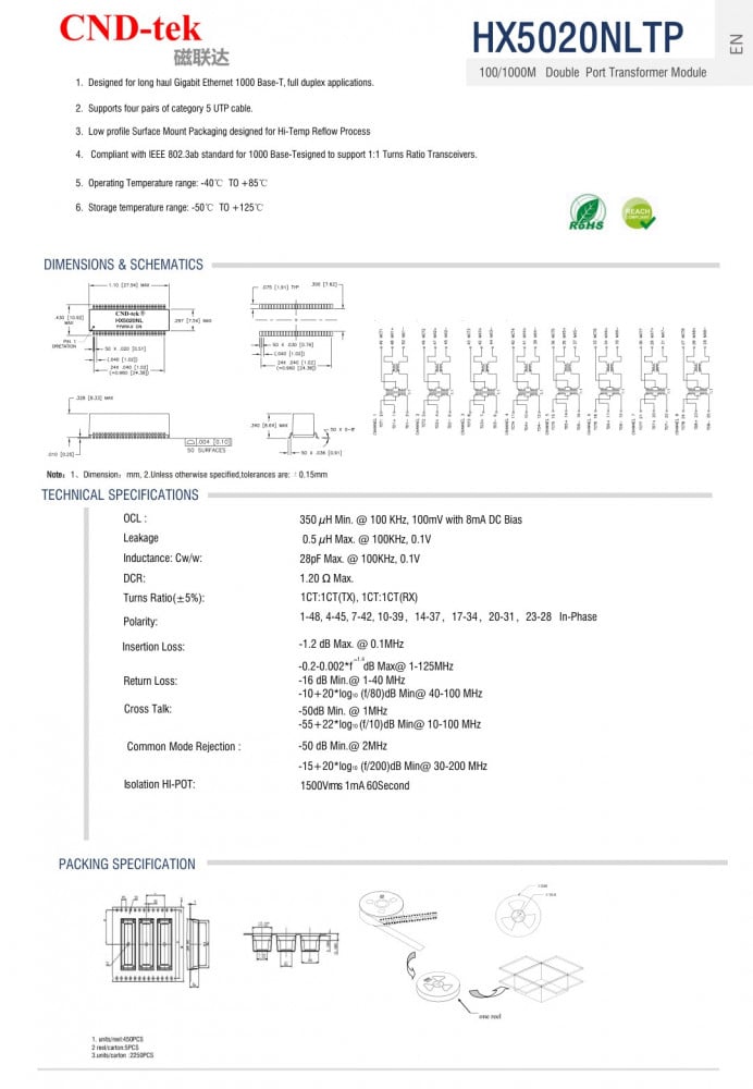 HX5020NLTP-CND technical document page