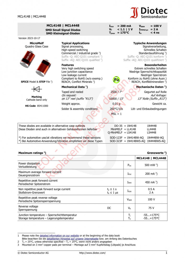 DIOTEC MCL4448 datasheet page 1