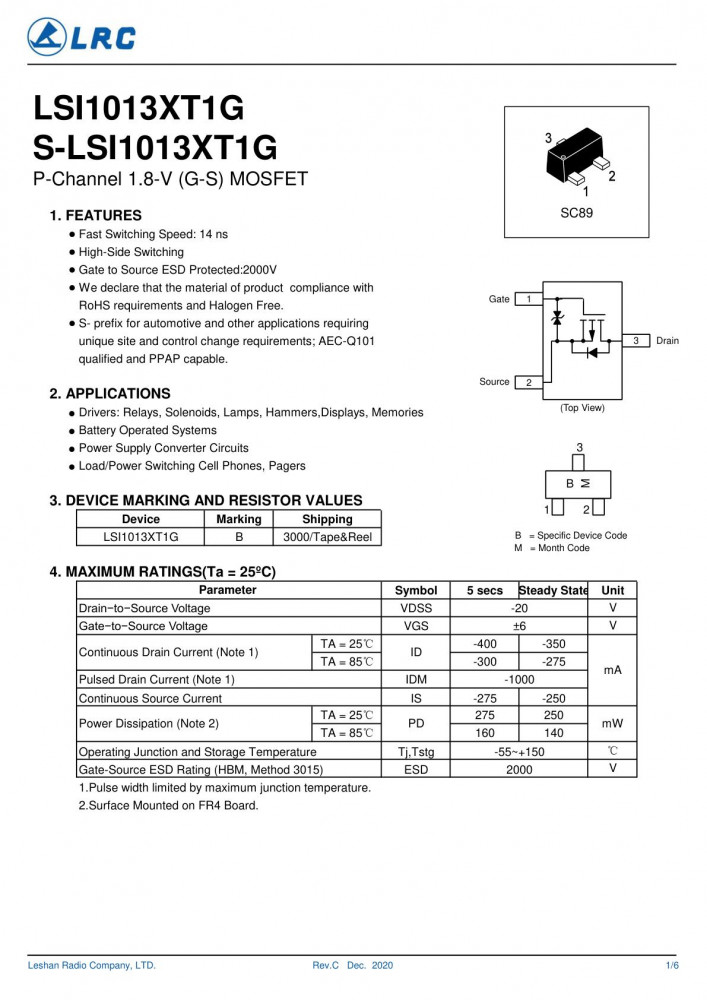 LSI1013XT1G datasheet page 1