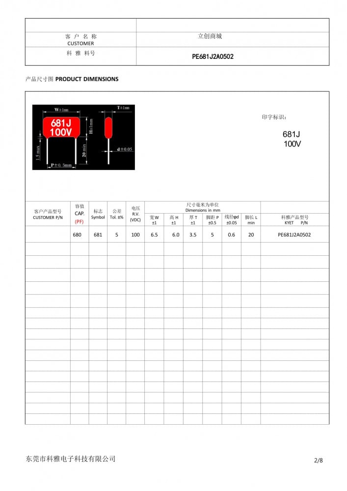 PE681J2A0502 specification page 2