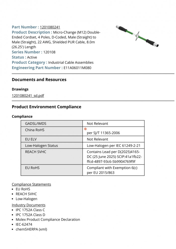 MOLEX technical drawing, page 1