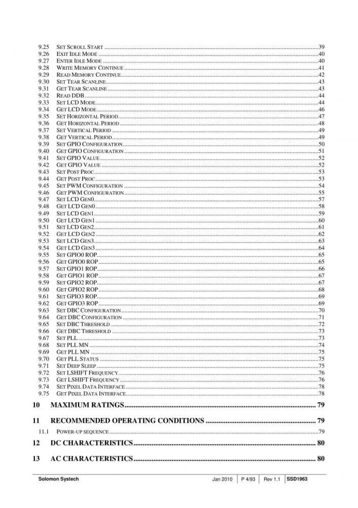 SSD1963 datasheet page 4