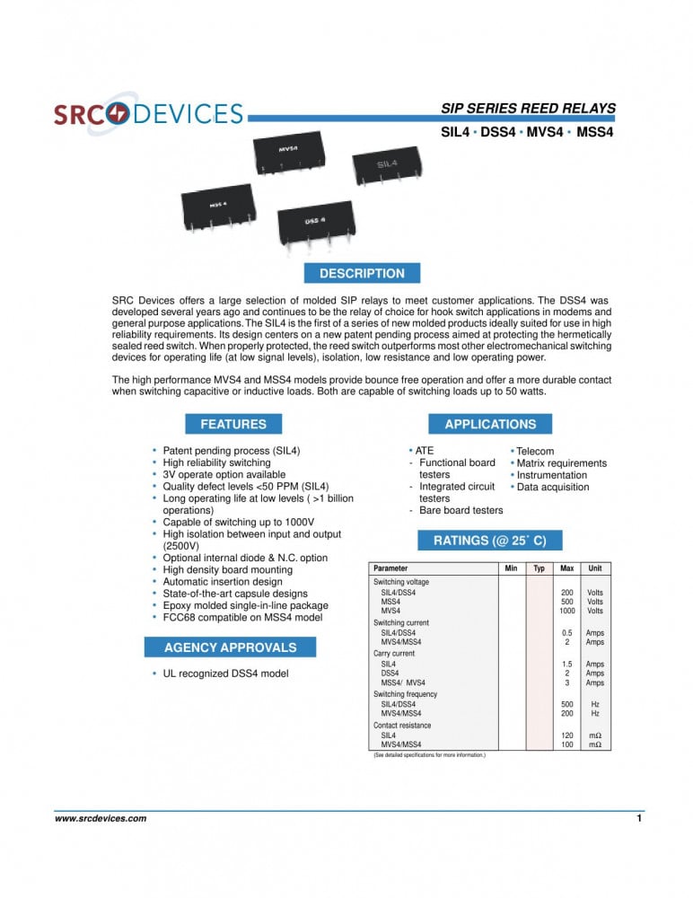 COTO DSS4 datasheet page 1