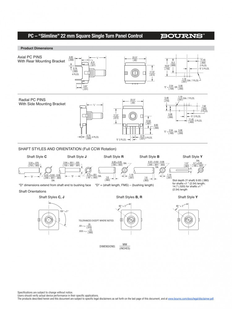 PC Slimline potentiometer datasheet page 3