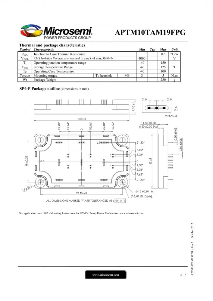 APTM10TAM19FPG technical document page 3