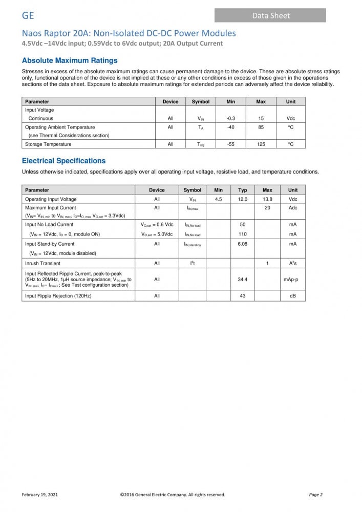 NSR020A0X43Z technical document page 2