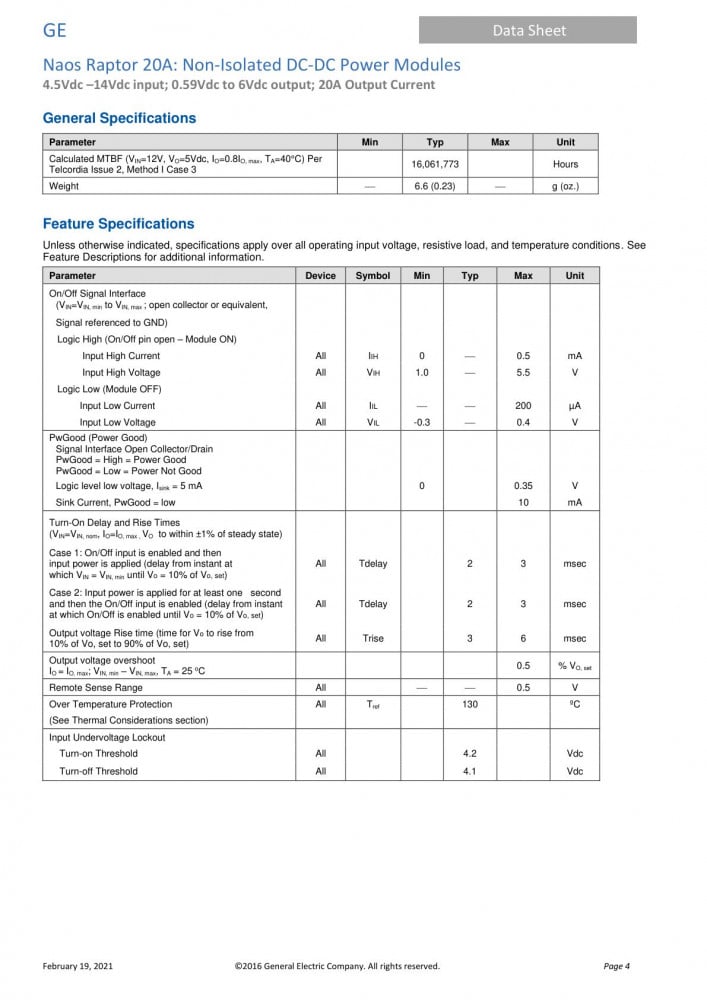 NSR020A0X43Z technical document page 4