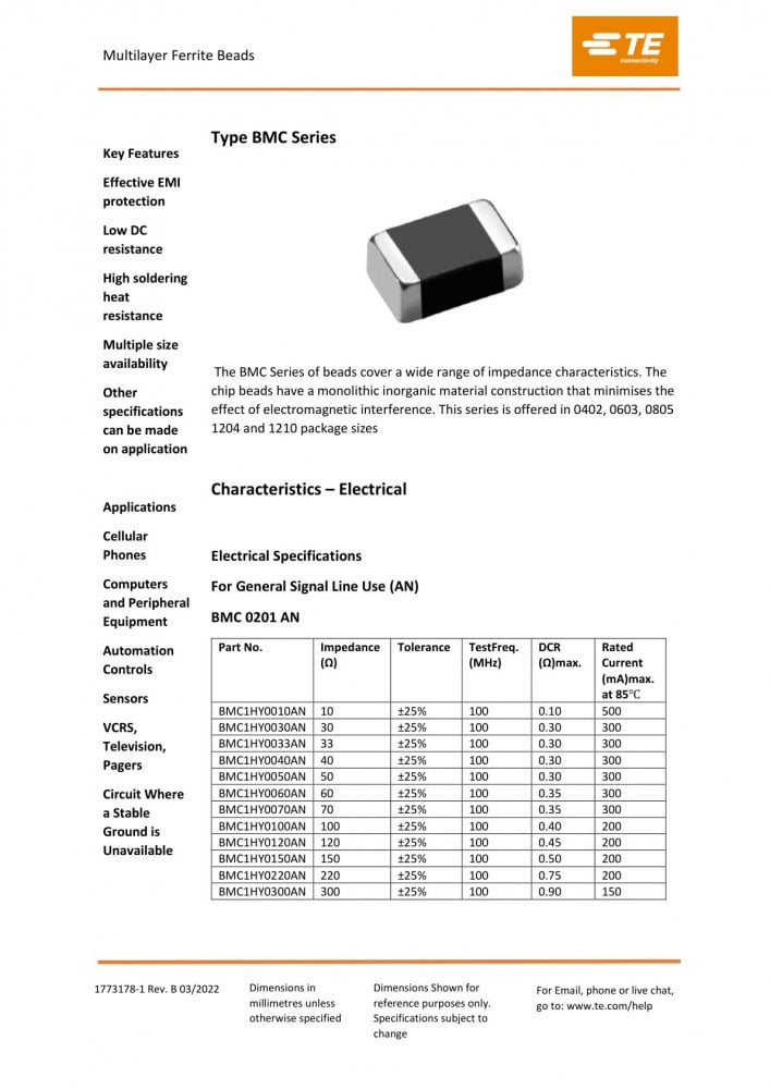 BMC Series datasheet page 1