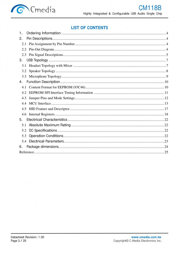 CM118B datasheet page 3