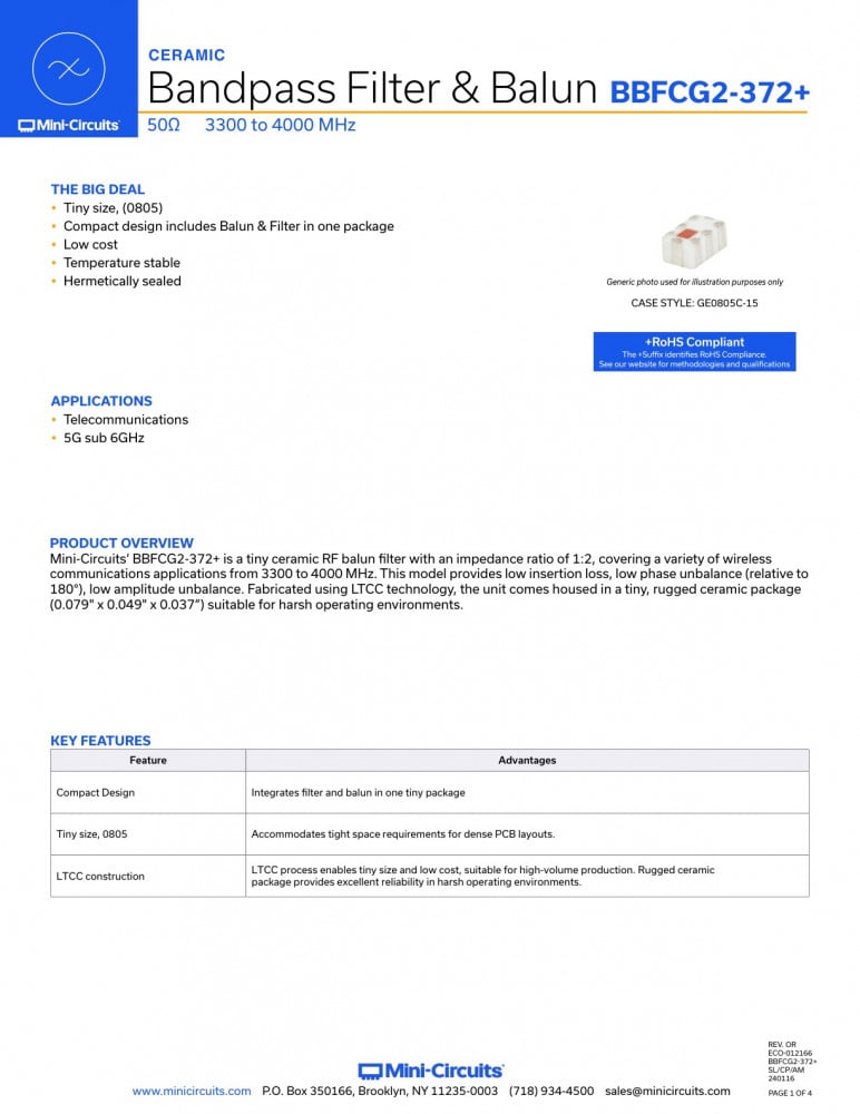 BBFCG2-372+ datasheet page 1