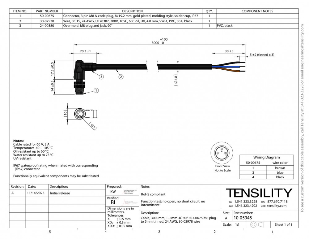 Tensility International 10-05945 product drawing