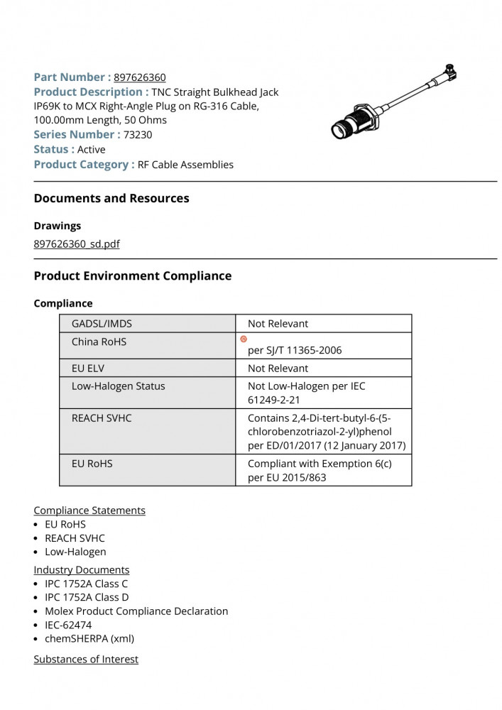 MOLEX 897626360 drawing preview, page 1