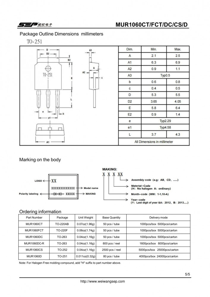 MUR1060FCT datasheet page 5