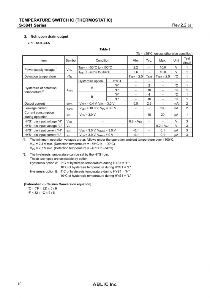 ABLIC S-5841 datasheet page 10