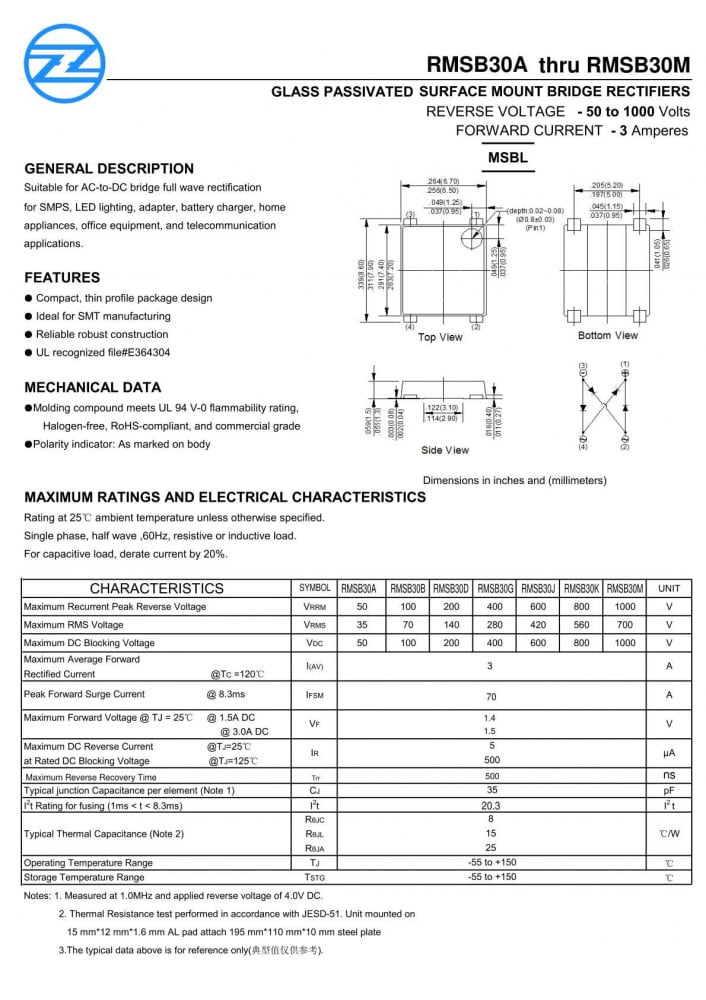 RMSB30M datasheet page 1