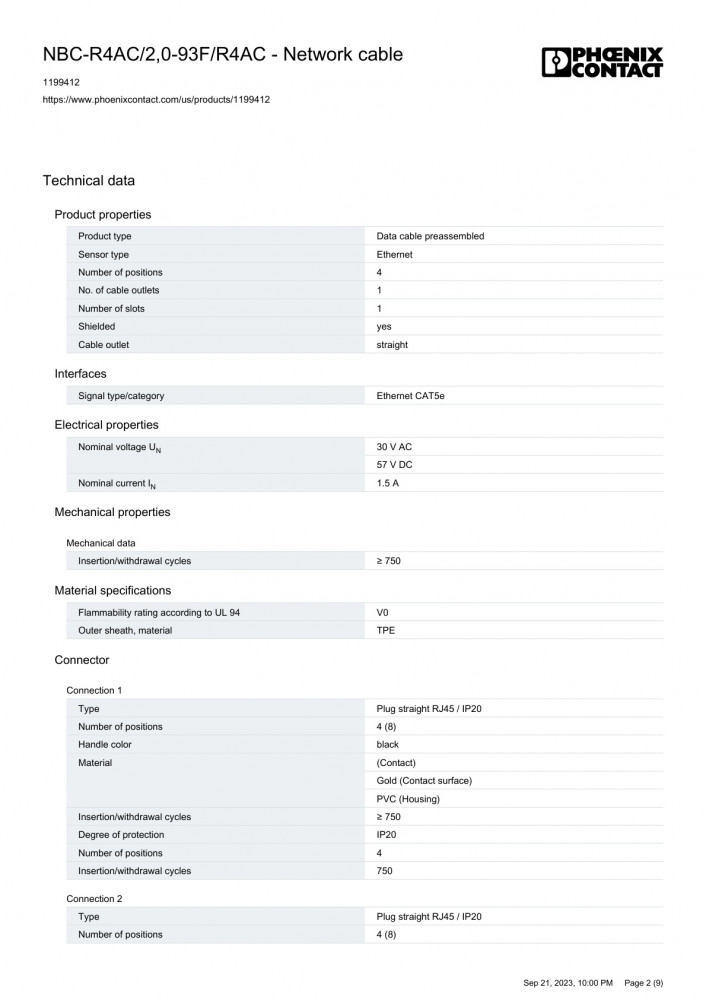 Phoenix Contact 1199412 technical document page 2