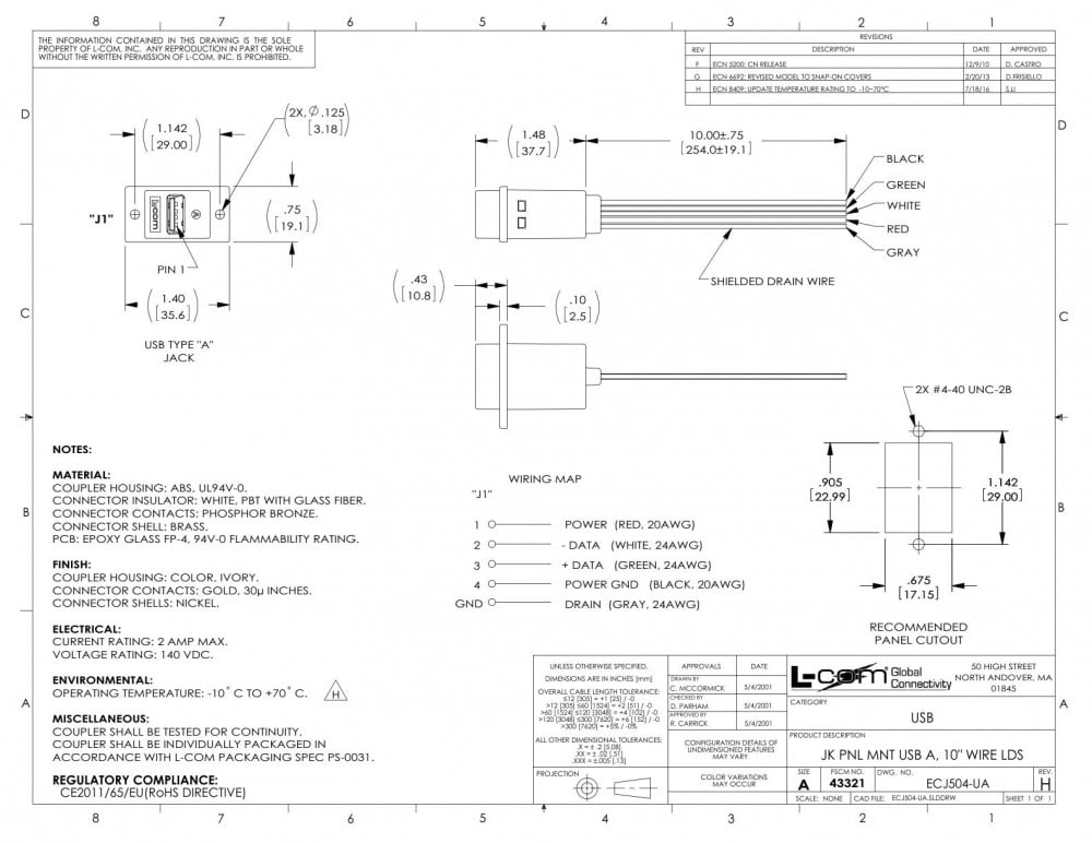 L-com ECJ504-UA technical drawing