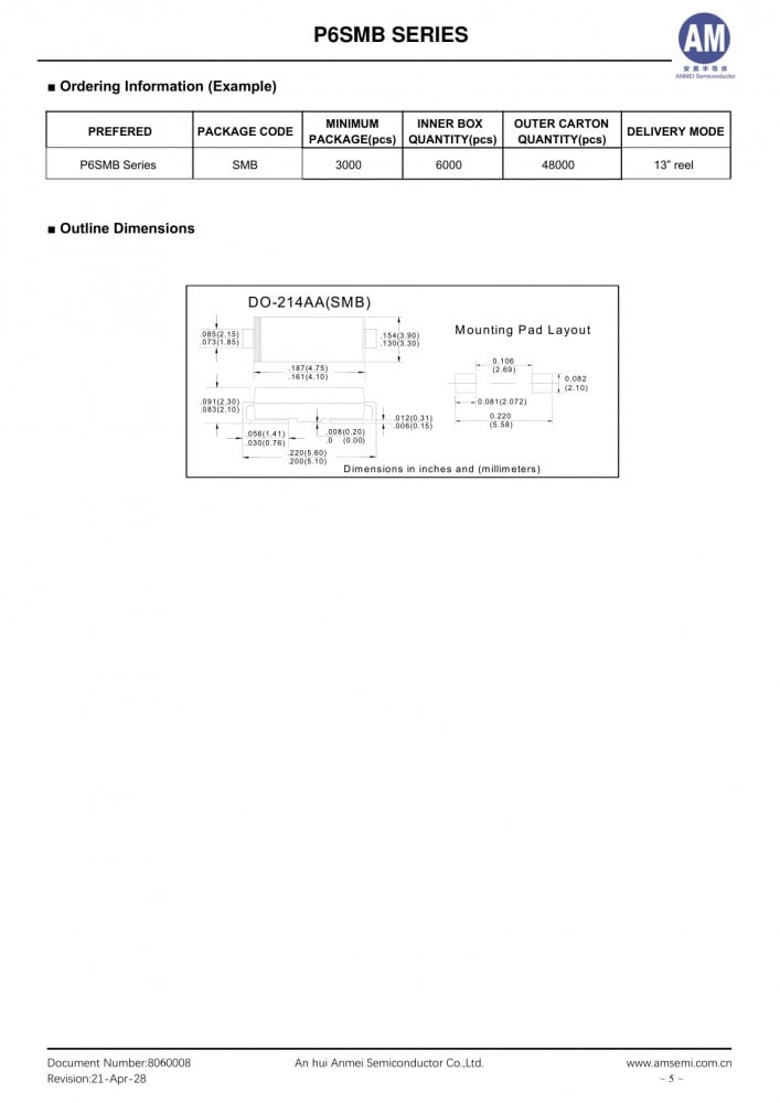 amsem P6SMB TVS datasheet page 5