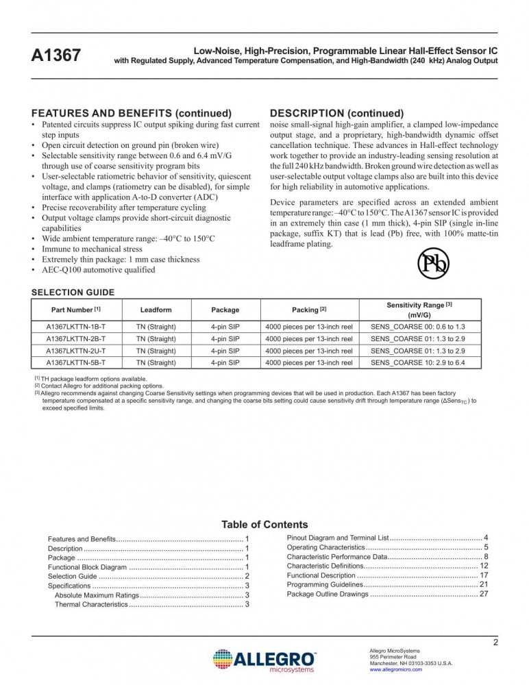 A1367 datasheet page 2
