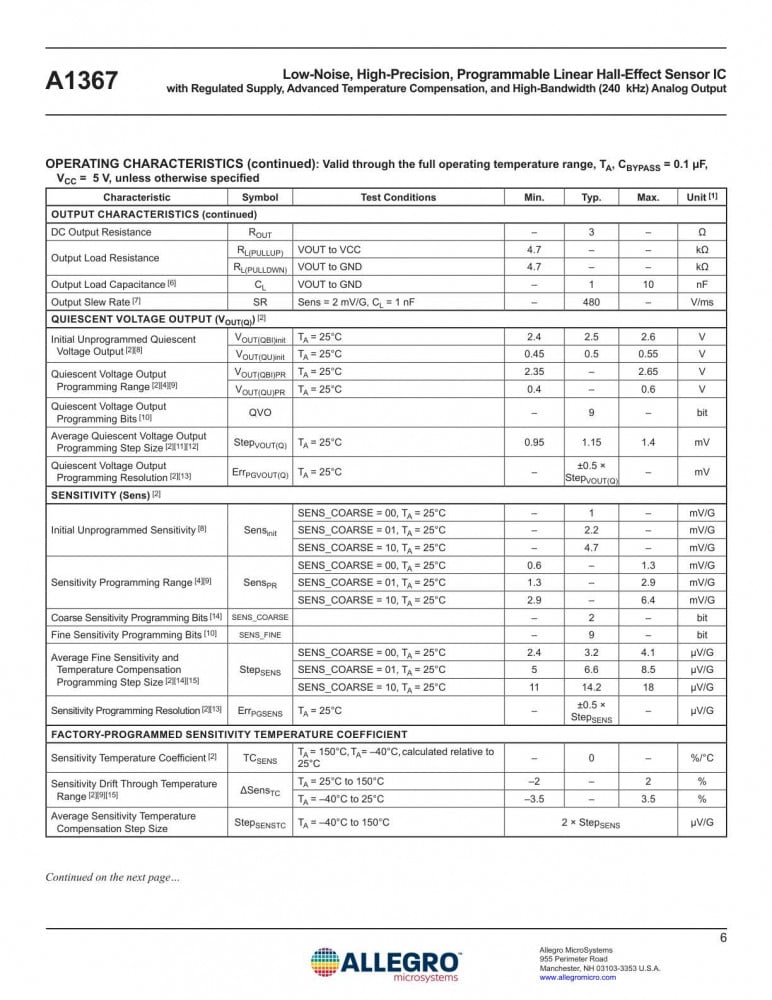 A1367 datasheet page 6